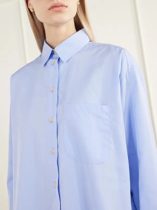 JAMIE HALLER The Essential Drop-tail Cotton-poplin Shirt - Blue