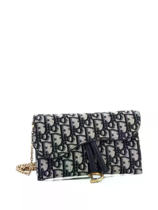 Dior Saddle Chain Wallet Oblique Canvas Crossbody Bag