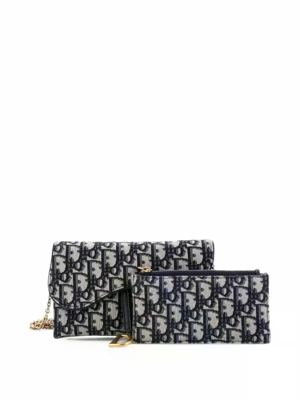 Dior Saddle Chain Wallet Oblique Canvas Crossbody Bag
