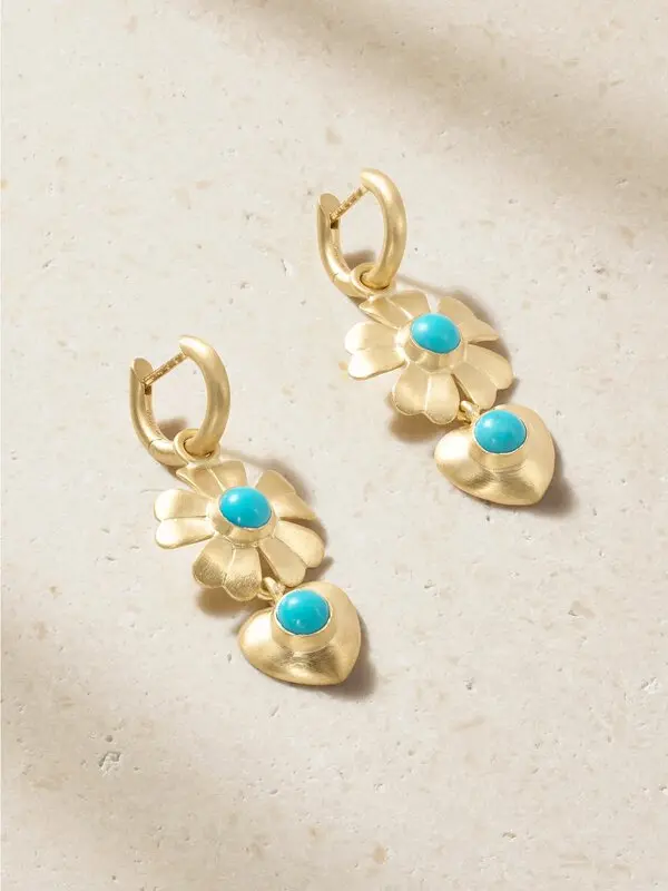 Irene Neuwirth Golden Blossom 18-karat Gold Turquoise Earrings - Blue
