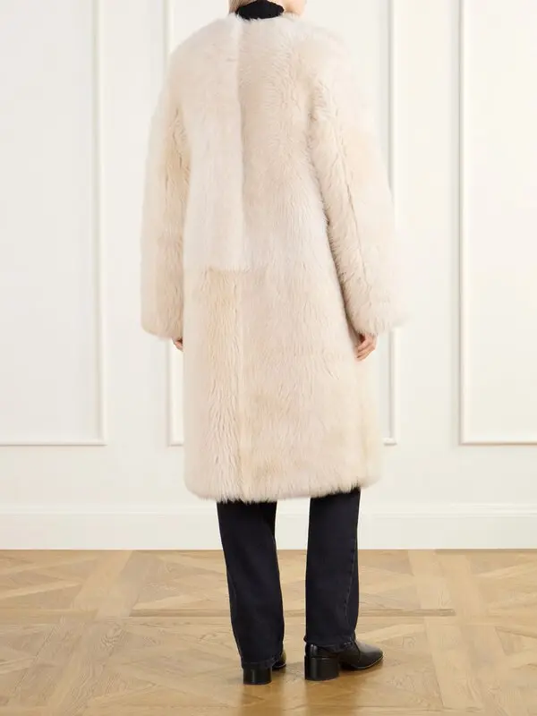 ALMADA Gemma Collarless Paneled Shearling Coat