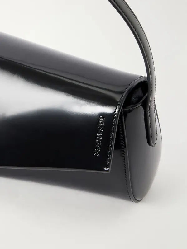 JIL SANDER Kante Patent-leather Shoulder Bag - Black