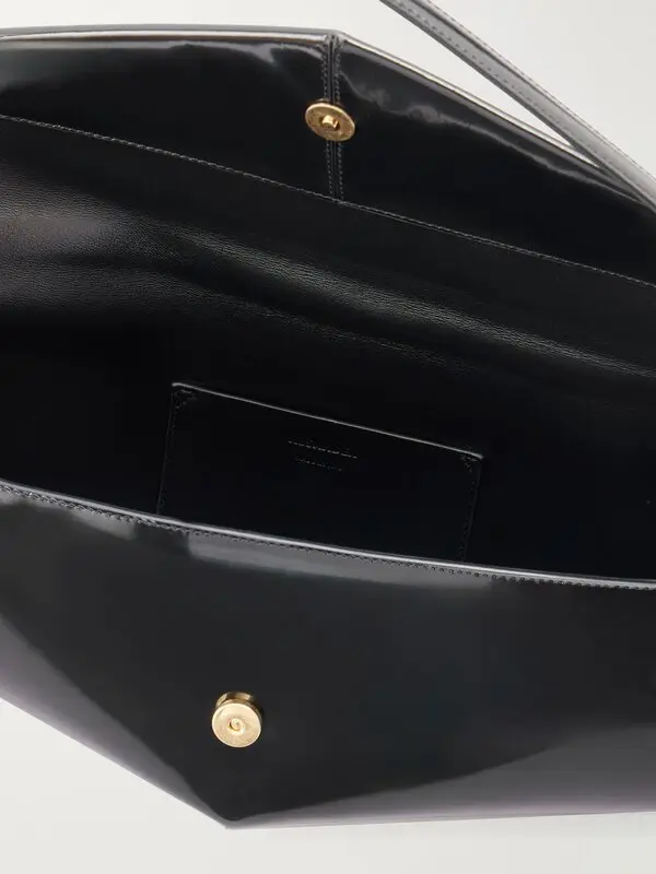 JIL SANDER Kante Patent-leather Shoulder Bag - Black