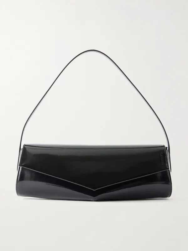 JIL SANDER Kante Patent-leather Shoulder Bag - Black