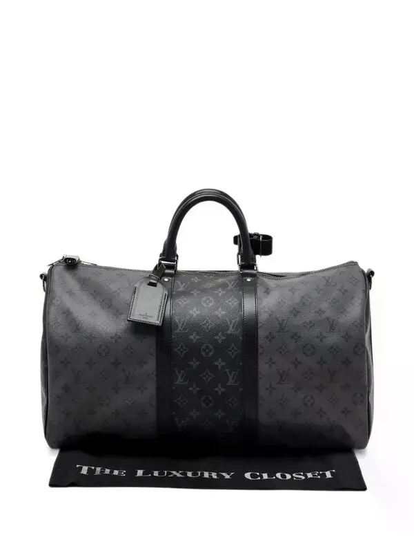 LOUIS VUITTON 50 Keepall Bandoulière Monogram Eclipse Reverse Duffel Bag