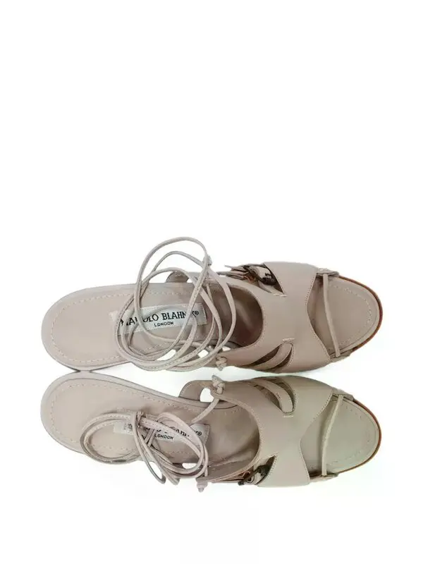 Manolo Blahnik Lace-up Peep-toe Sandals