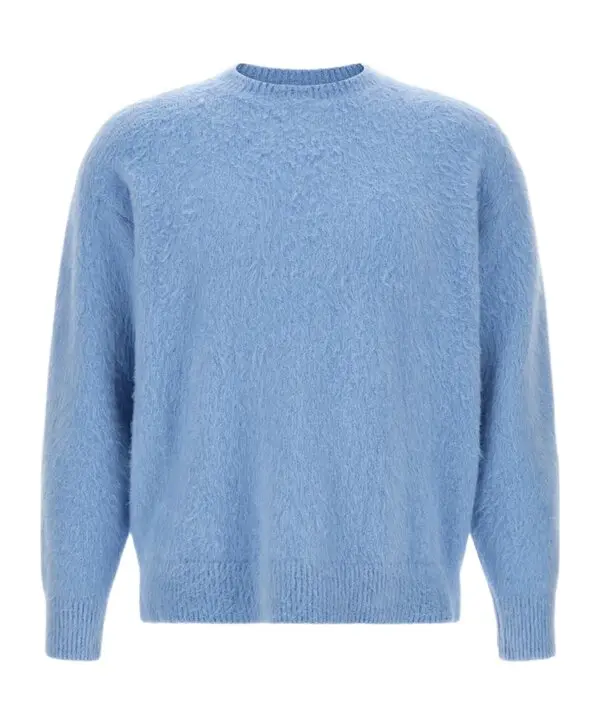 ROBERTO COLLINA Textured Crewneck Knitted Sweater - Blue