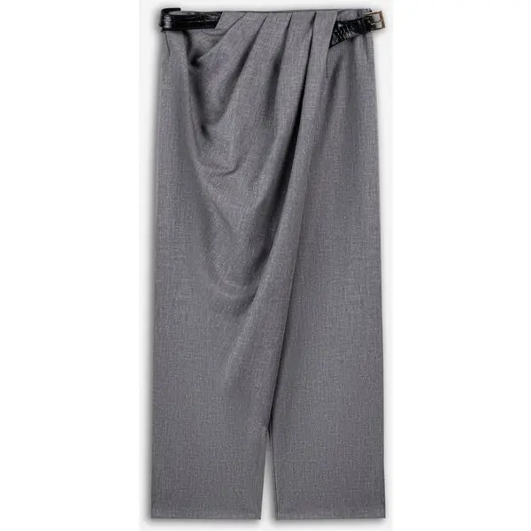 NOCTURNE Draped Wrap Front Trousers - Grey