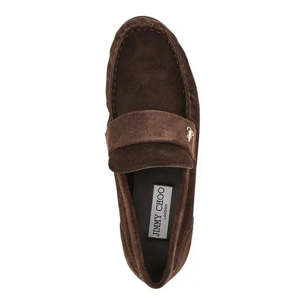 JIMMY CHOO Ellis' Suede Leather Loafers - Brown