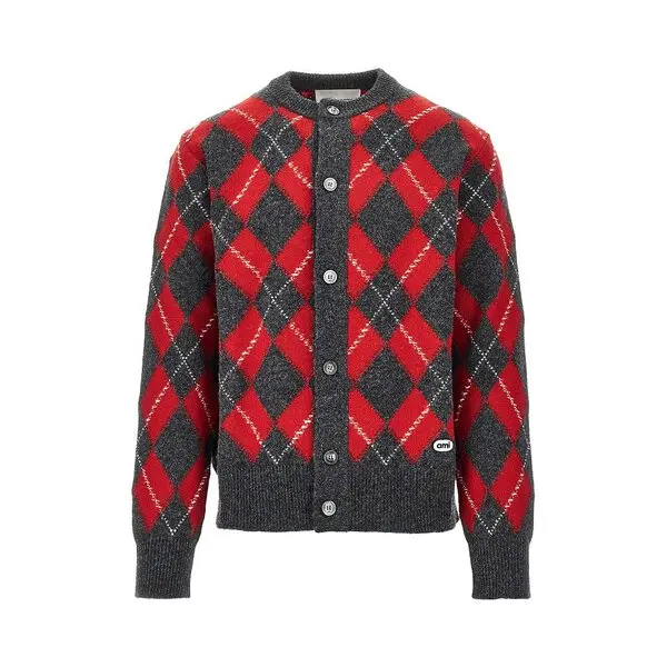 AMI Paris Argyle Wool Cardigan An