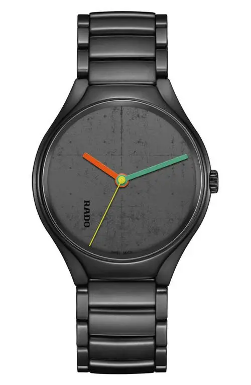 RADO True Round High-tech Ceramic Bracelet Watch - Black