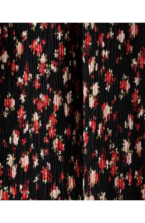 Mango Floral Print Long Sleeve Maxi Dress - Black