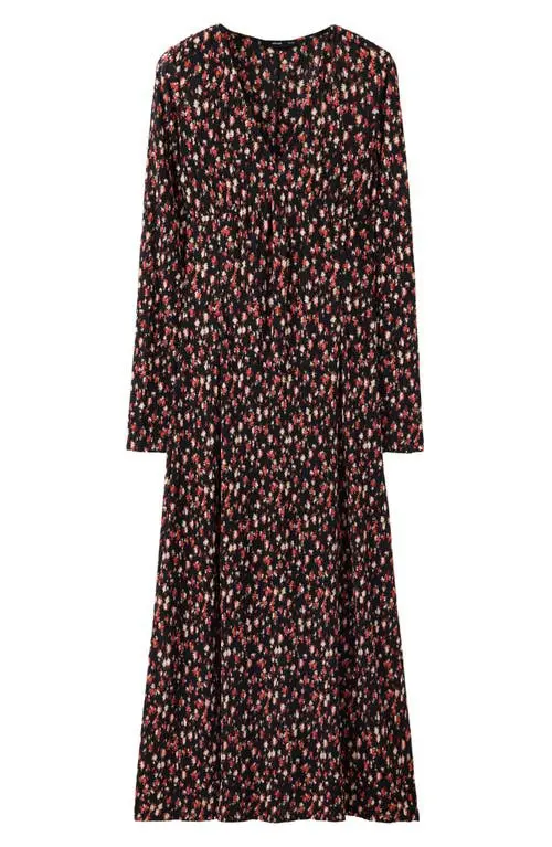 Mango Floral Print Long Sleeve Maxi Dress - Black