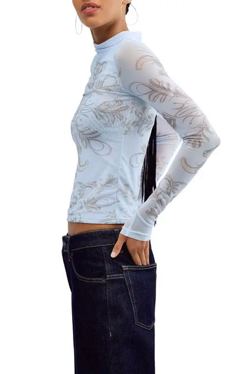 Free People Jessa Mock Neck Mesh Top