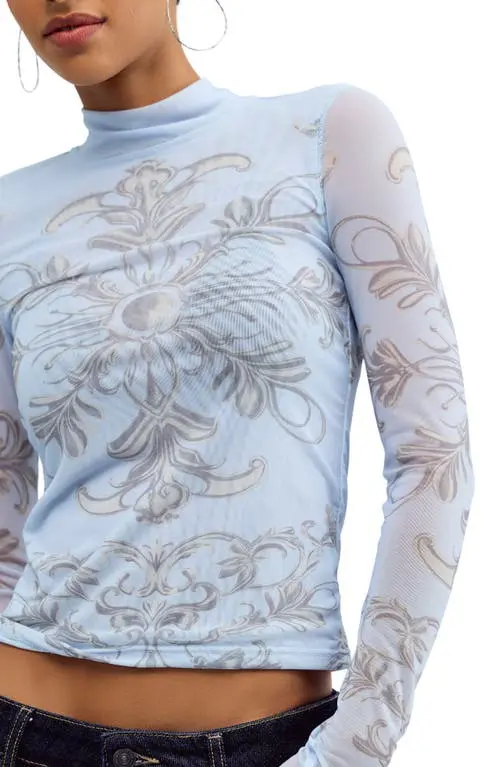 Free People Jessa Mock Neck Mesh Top