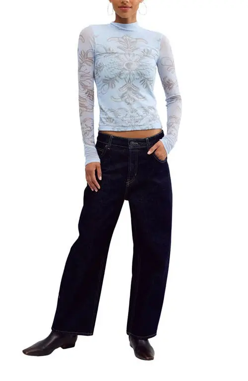 Free People Jessa Mock Neck Mesh Top