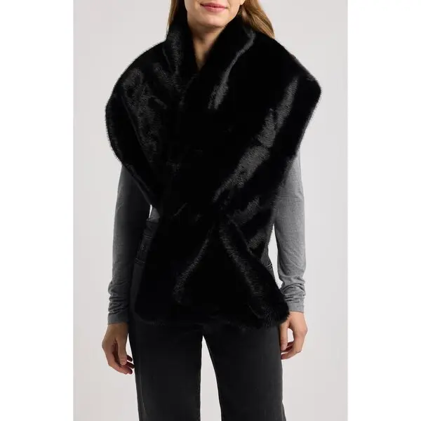 Surell Faux Fur Stole - Black