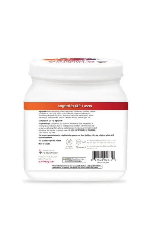 YOUTHEORY Muscle Guard Protein Glp-1 Support Powder 17.1 Ounces