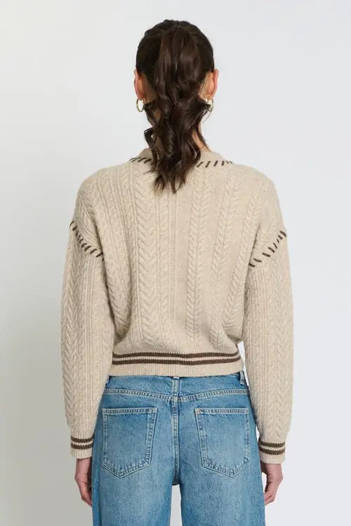Central Park West Phoebe Patchwork Cropped Sweater