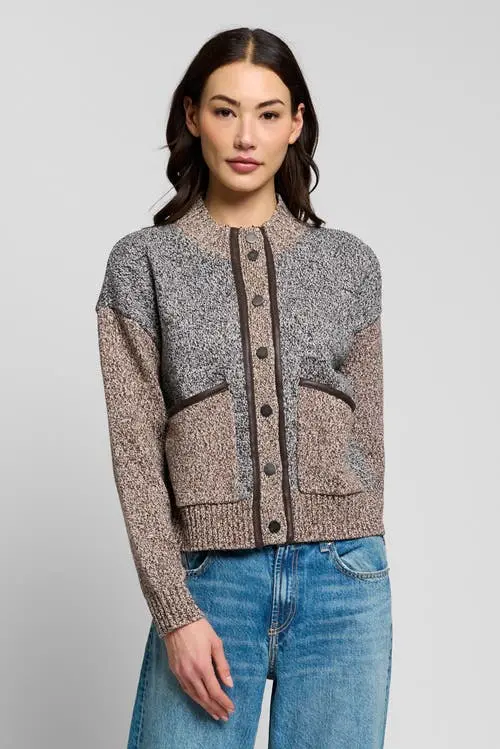 Central Park West Orla Mixed Marled Oversized Sweater - Navy Multi
