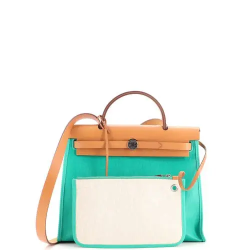 Hermès Herbag Zip Berline Vache Canvas And Leather 31