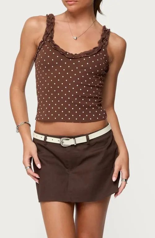 EDIKTED Pippin Ruffle Dot Crop Tank