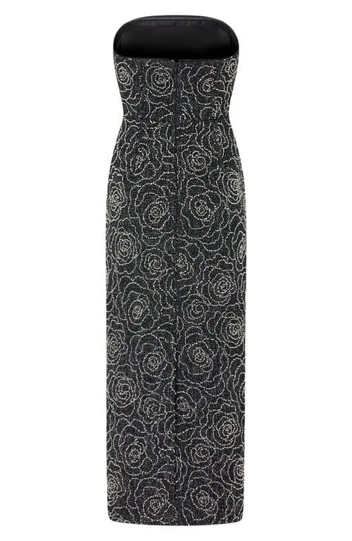 MILLY Kait Beaded Strapless Midi Dress
