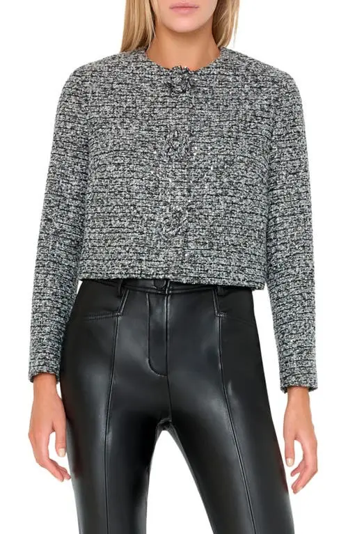 MILLY Selena Cropped Jacket - Grey Multi