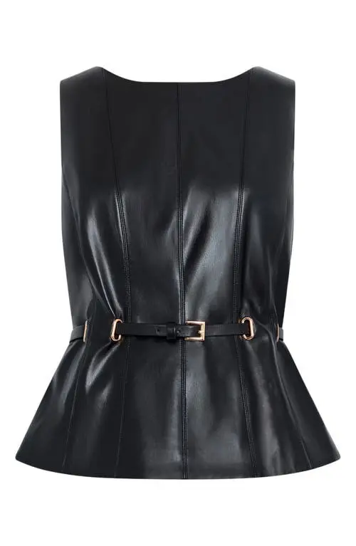 MILLY Naima Faux Leather Shell
