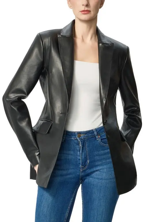 KIMI + KAI Alexie Leather Blazer - Black