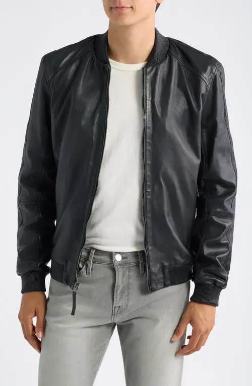 Mauritius Glashy Leather Bomber Jacket - Black