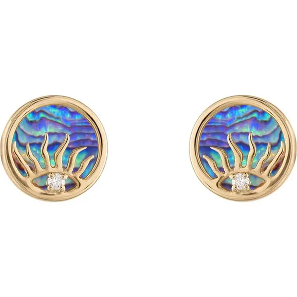 EDEN PRESLEY Sunrise 14k Gold Lapis Lazuli & Diamond Stud Earrings - Abalone