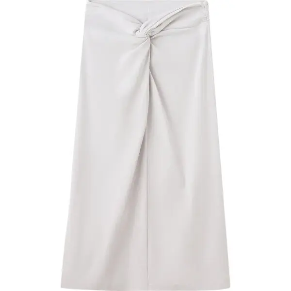 Mango Knot Detail Midi Skirt - Grey