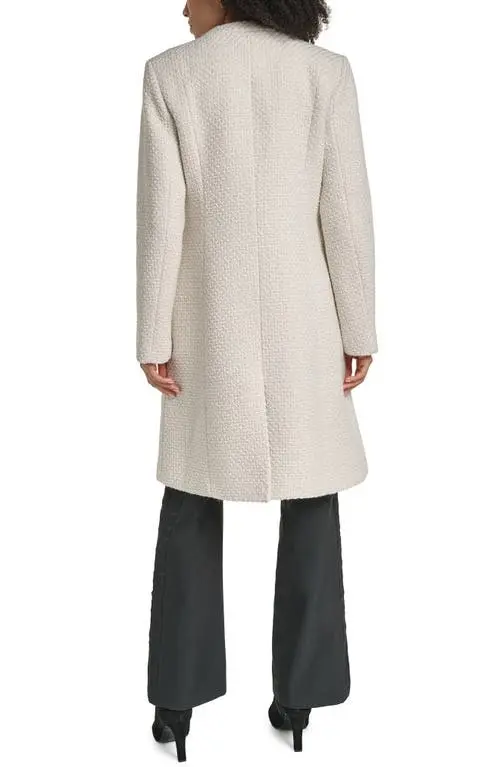 Karl Lagerfeld Paris Collarless Wool Blend Coat