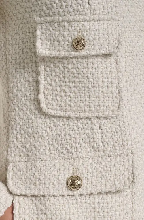 Karl Lagerfeld Paris Collarless Wool Blend Coat