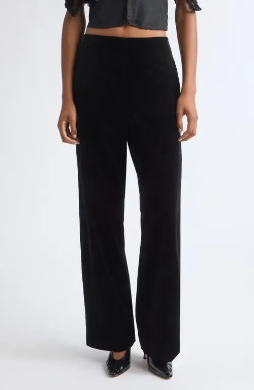 COLLEEN ALLEN Wide Leg Cotton Velvet Pants - Black