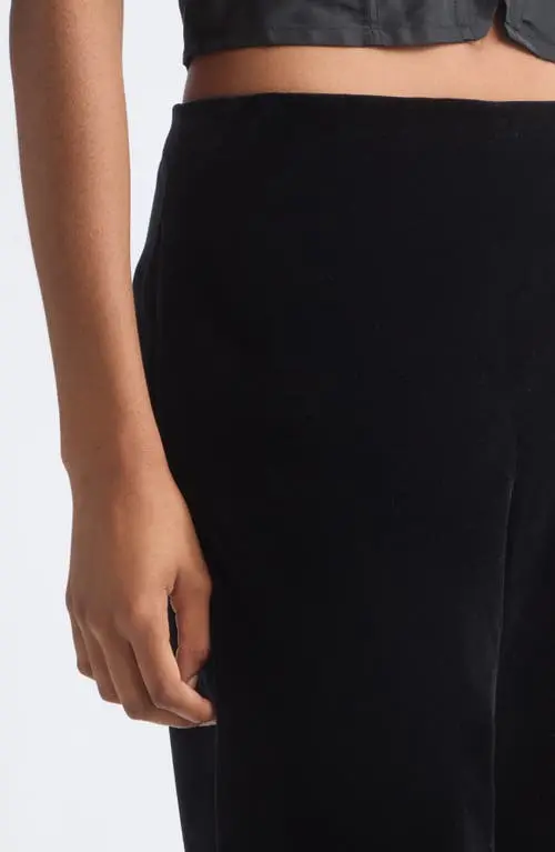 COLLEEN ALLEN Wide Leg Cotton Velvet Pants - Black