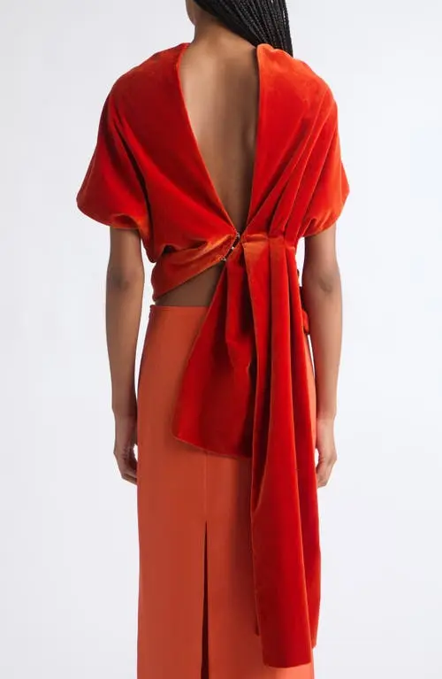 COLLEEN ALLEN Draped Cotton Velvet Shawl Top