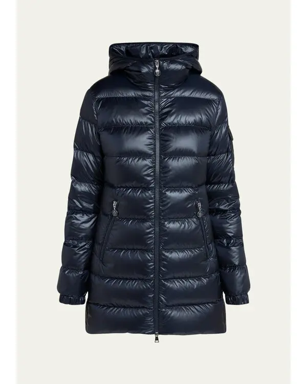 Moncler Glets Hooded Mid-length Down Jacket