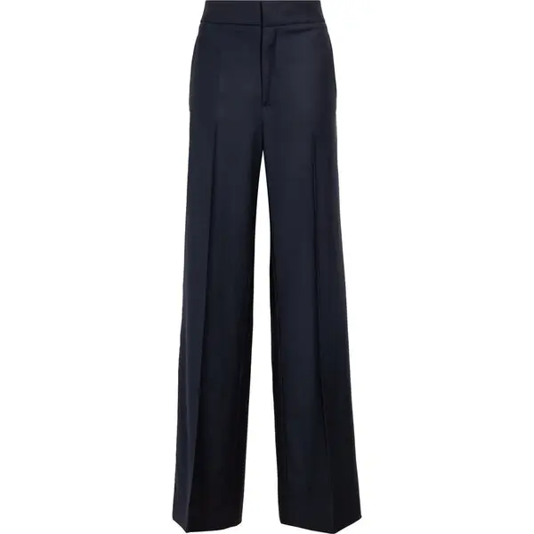 Sasuphi Wool Wide Leg Tuxedo Trousers - Deep Navy
