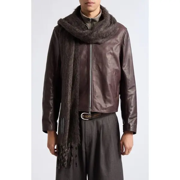 Our Legacy Estate Wave Textured Alpaca & Wool Blend Scarf - Choco