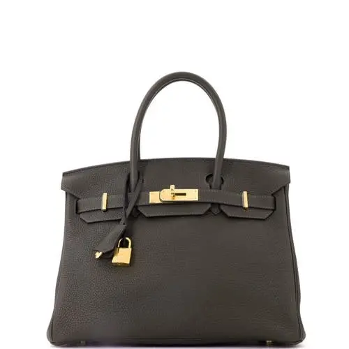 Hermès Birkin Handbag Green Togo With Gold Hardware 30