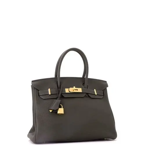 Hermès Birkin Handbag Green Togo With Gold Hardware 30