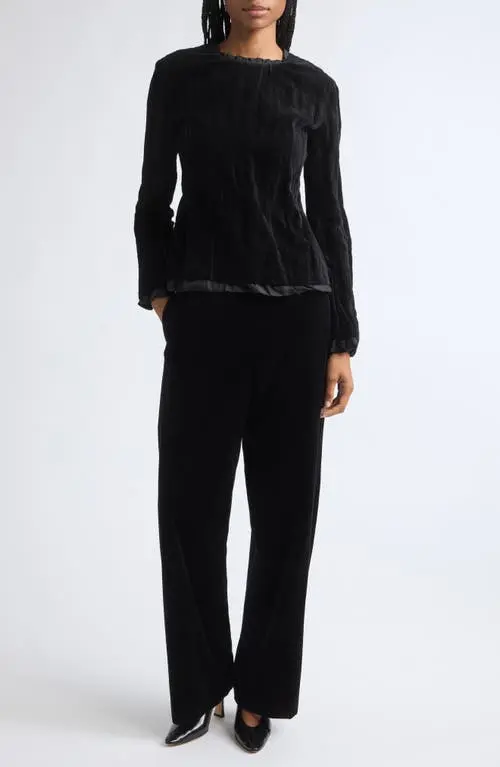 COLLEEN ALLEN Crushed Velvet Crewneck Top