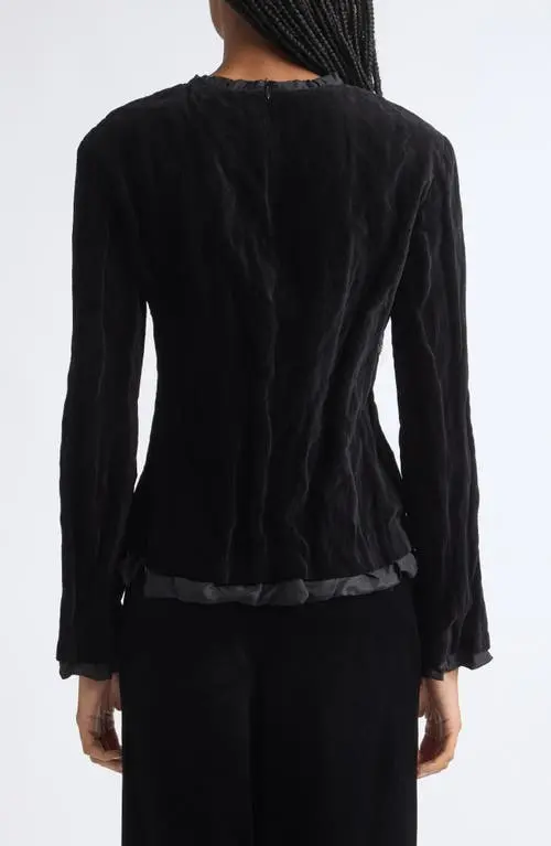 COLLEEN ALLEN Crushed Velvet Crewneck Top