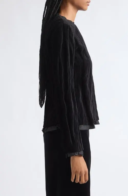COLLEEN ALLEN Crushed Velvet Crewneck Top