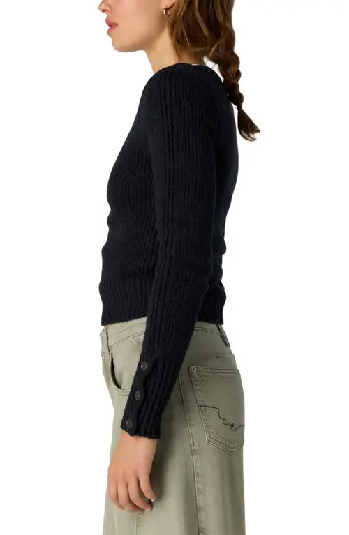 Free People Mila Ribbed Pullover Sweater - Black
