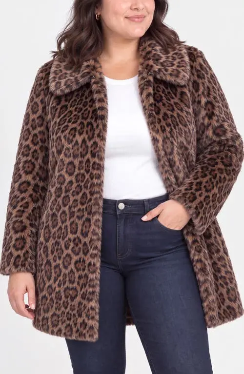 LIVERPOOL Leopard Print Faux Fur Coat