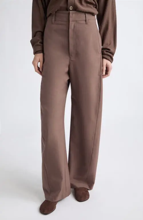 LEMAIRE Curved Seam Wide Leg Pants - Nutmeg