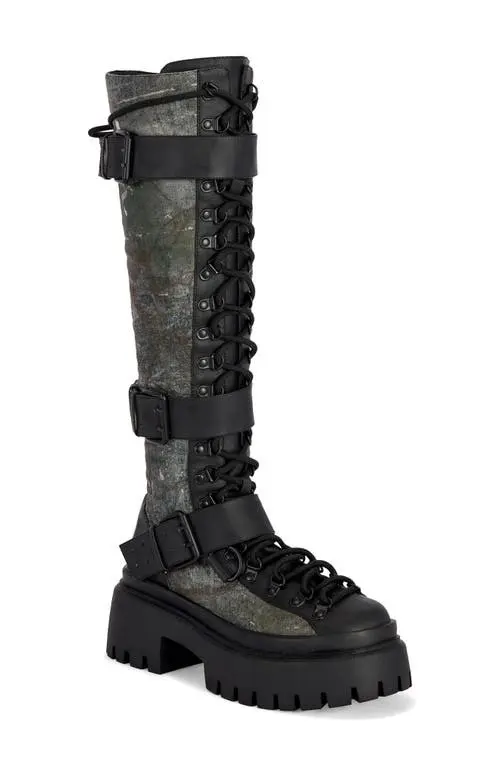 AZALEA WANG Lyra Knee High Boot - Olive Multi